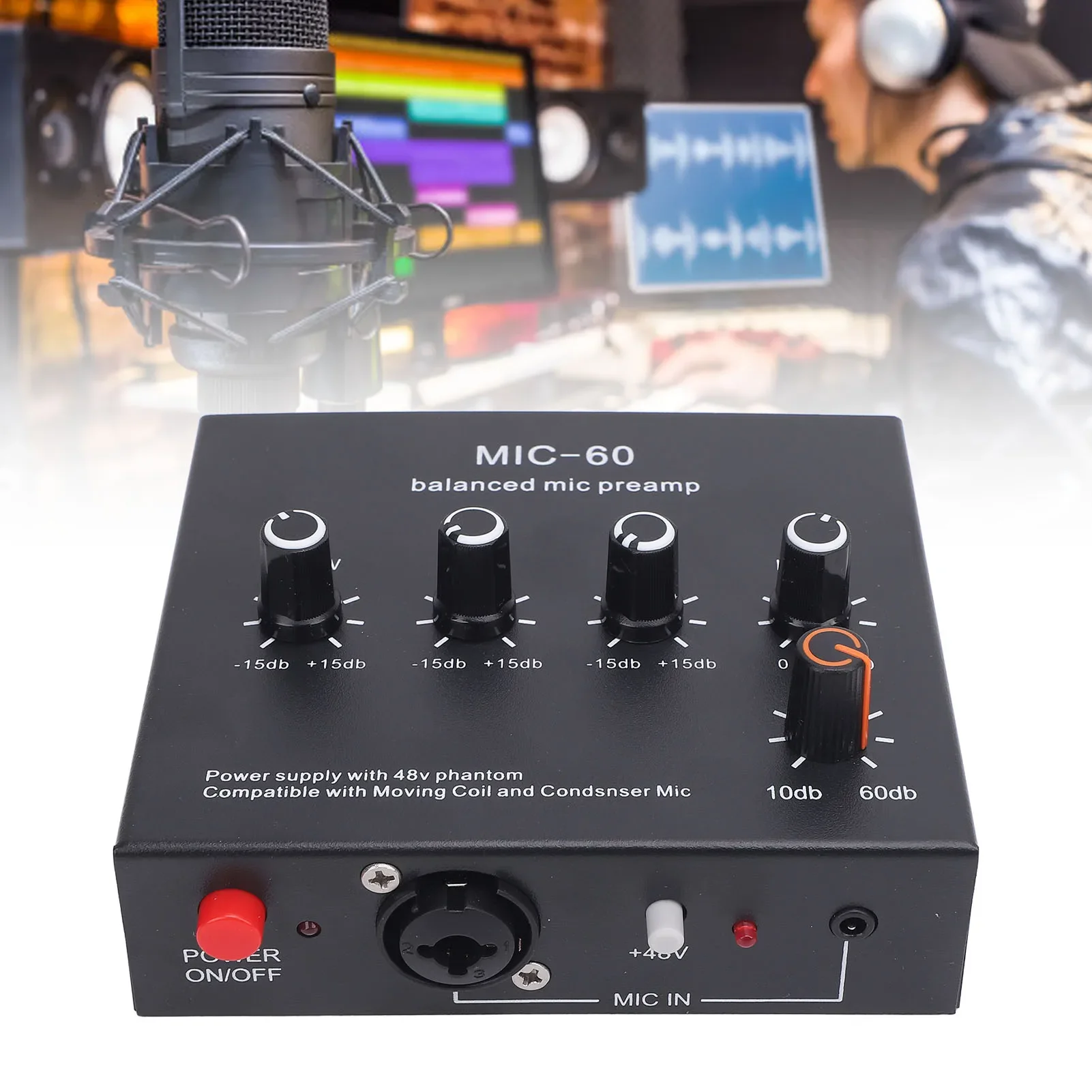 Balanced Mic Preamp 60db Gain Portable Enhance Sound Quality Aluminum ...
