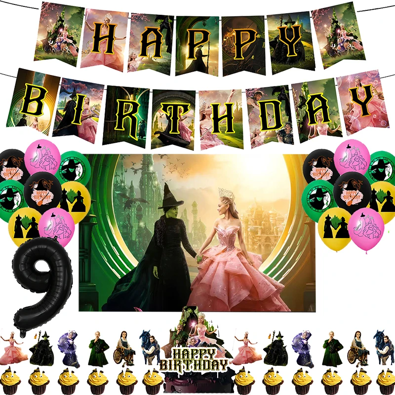 Wicked Birthday Party Decoration Balloon Backdrop Banner Cake Topper ...