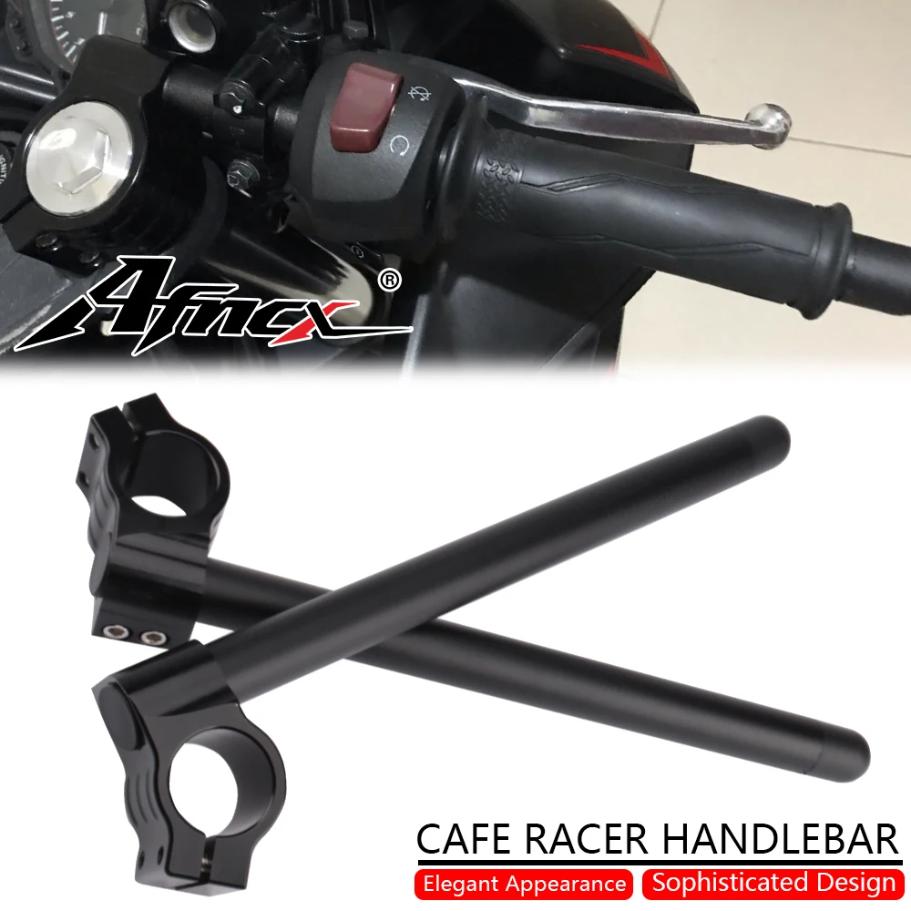 Motorcycle-Cafe-Racer-Handlebars-48mm-Fork-Tube-Clip-Handle-Bar-For ...