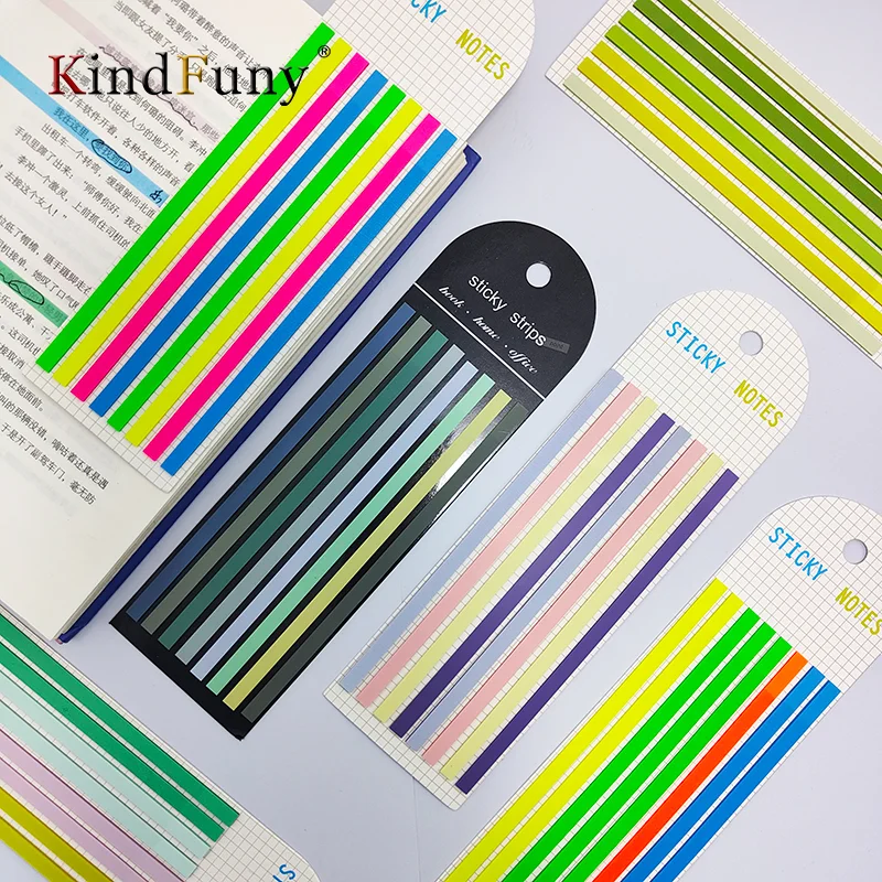 KindFuny-12-Packs-Multi-colored-Long-Strip-Index-Stickers-Writable ...
