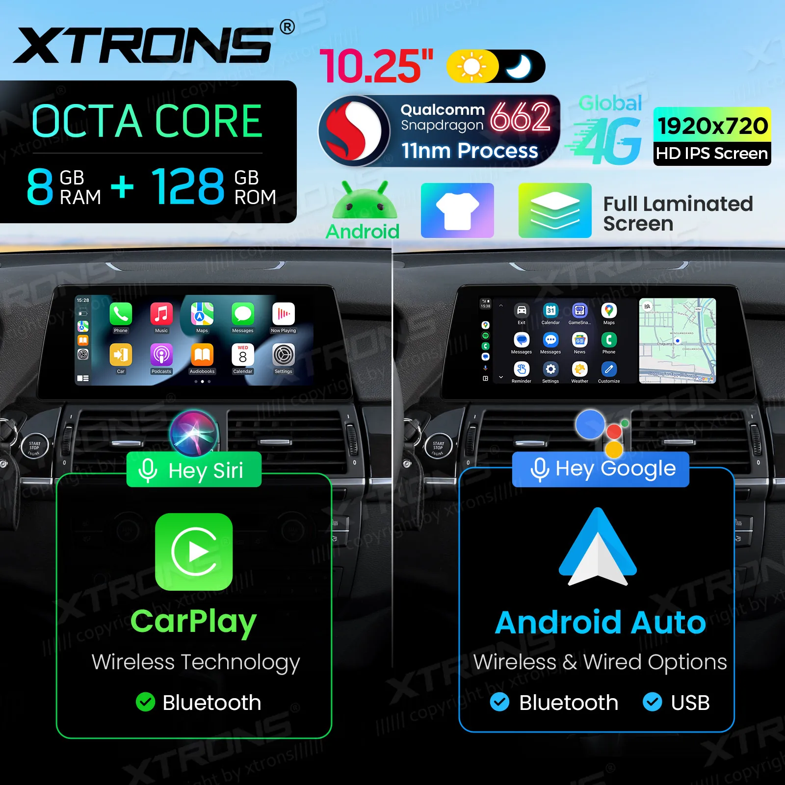 XTRONS 10.25'' Android 14 Octa Core 8+128GB Car Radio For BMW X5 E70 ...