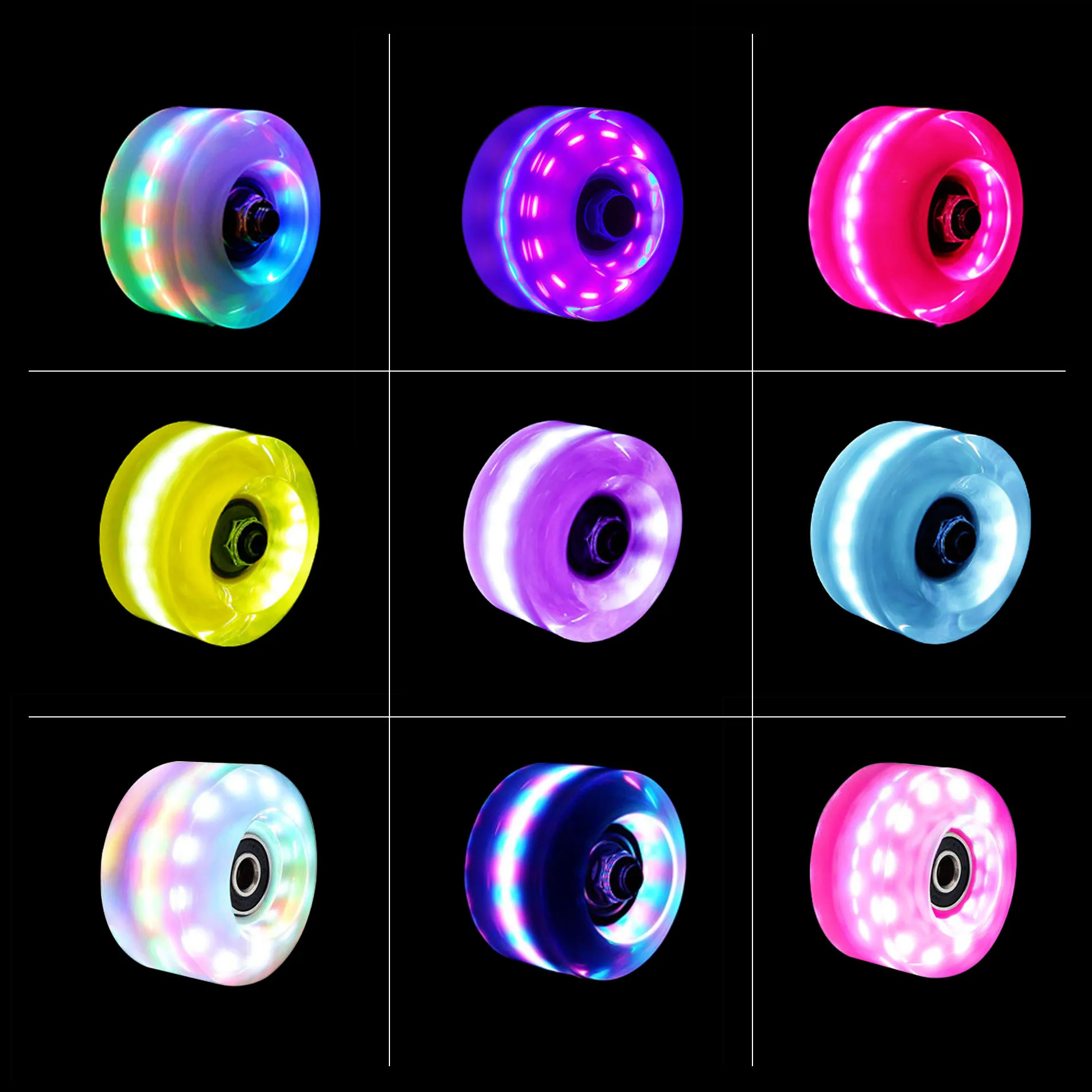 58*32mm Led Light Up Wheels Quad Roller Skates Round Wheel Flashiing ...