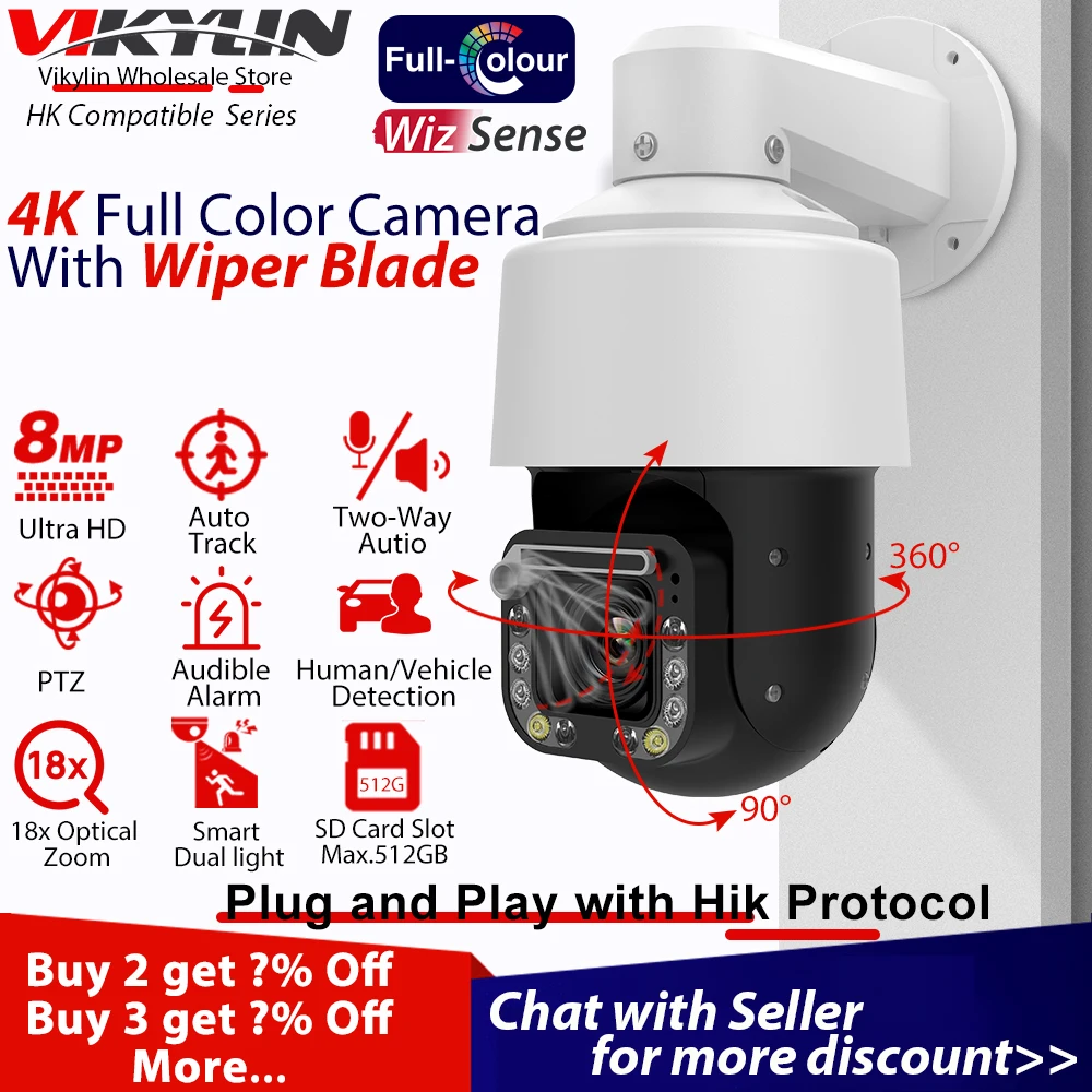 Vikylin-4K-PTZ-18X-Optical-Zoom-Camera-With-Wiper-Blade-PoE-Dome-8MP ...
