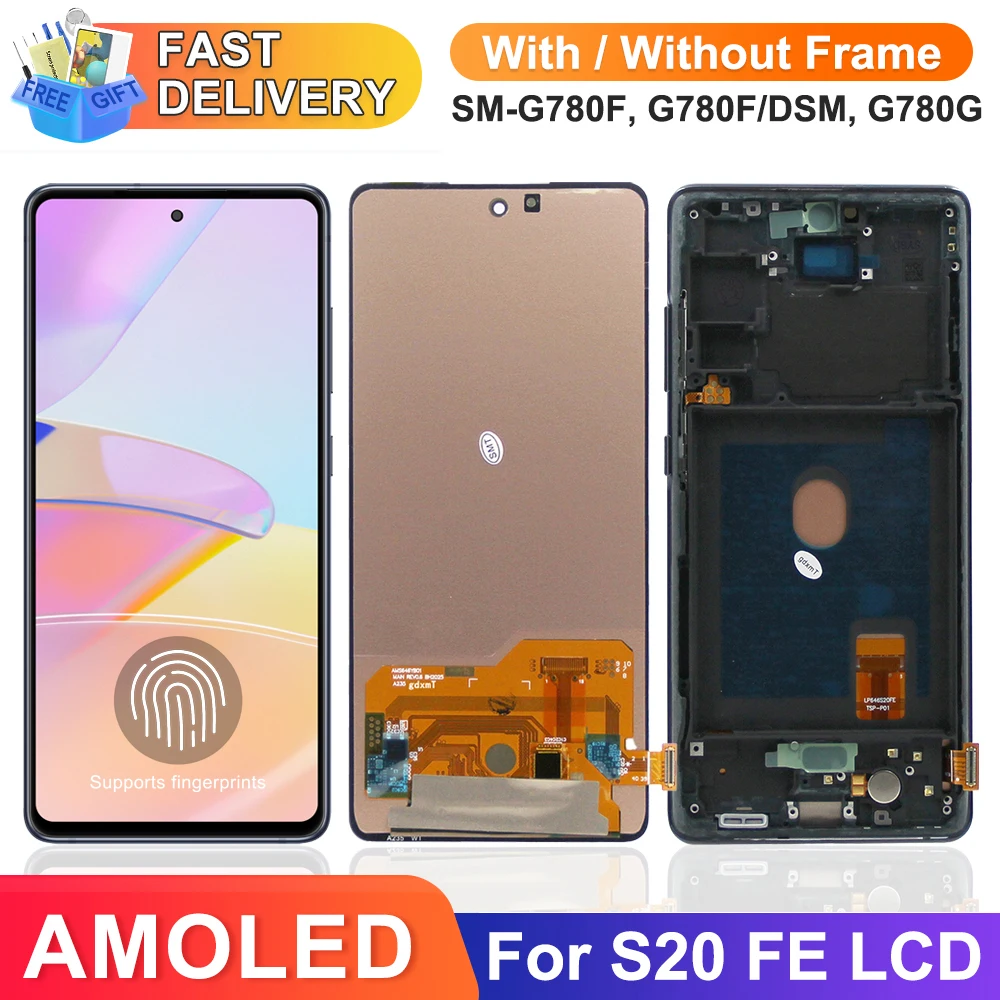 Super tela AMOLED S20 Lite, para Samsung Galaxy S20 FE 4G G780 G780F ...