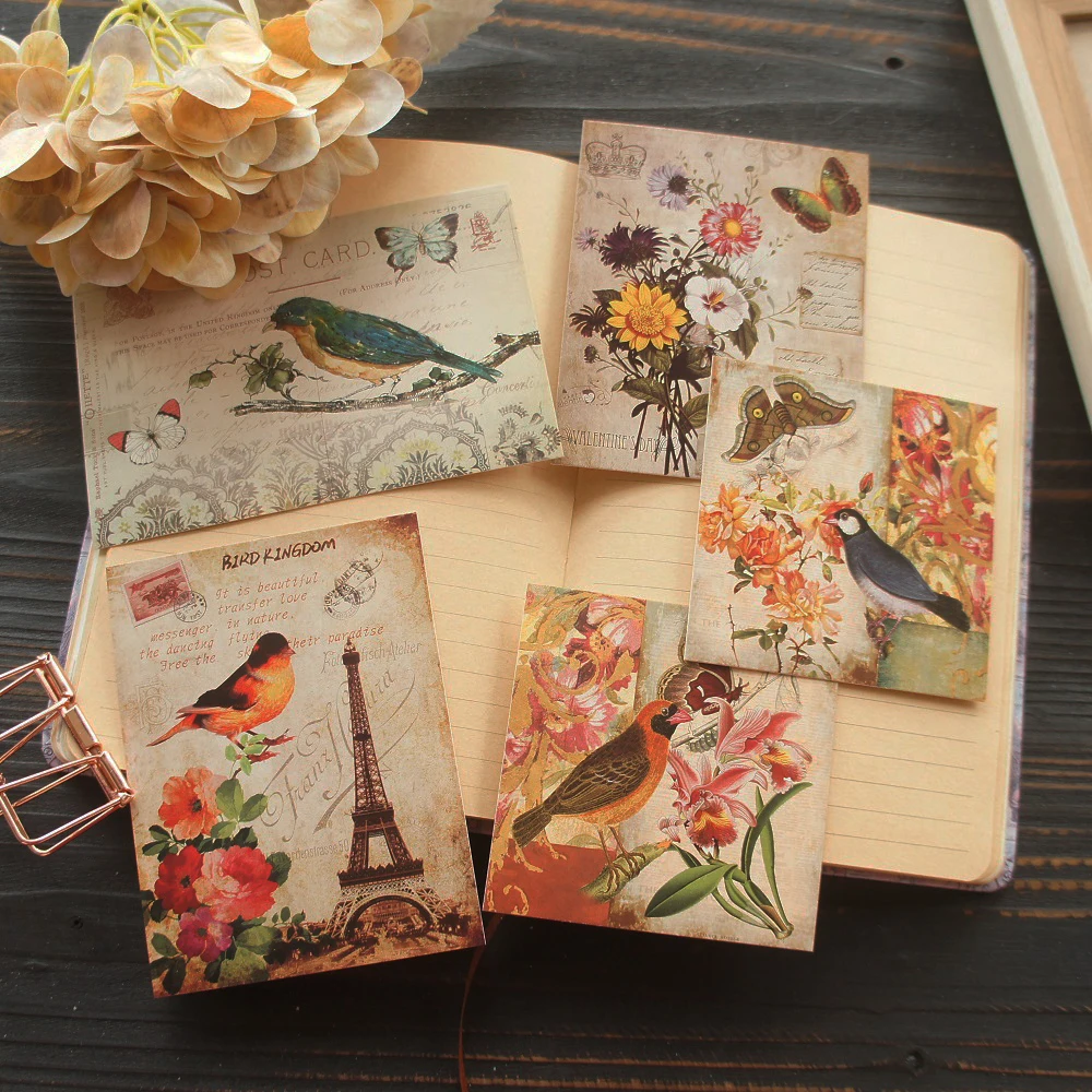 15pcs-Vintage-Oil-Painting-Bird-Flower-Design-As-Post-Card-Gift ...