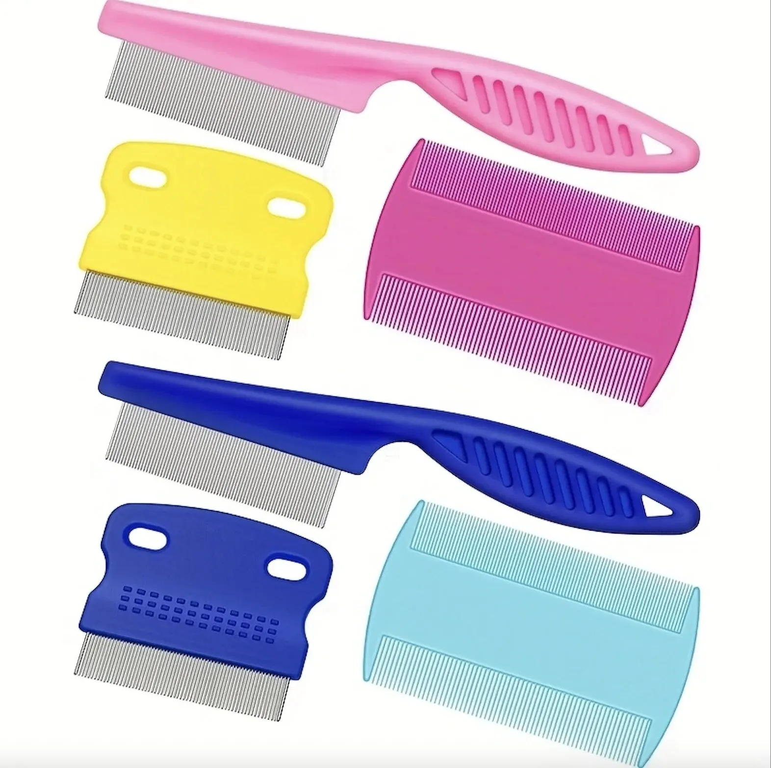 6PCS Flea Metal Lice Cat Dog Deshedding Removal Tear Stain Brush Pet ...