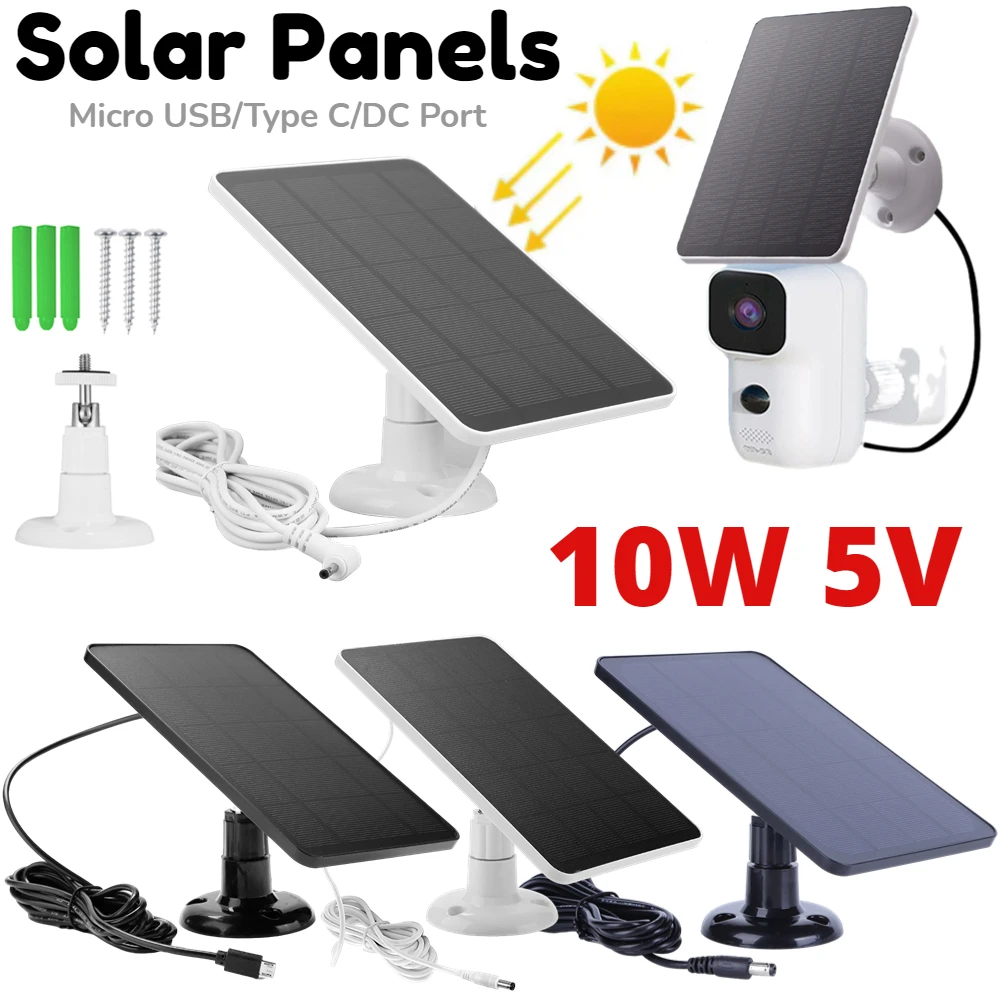 10W-5V-Solar-Panel-Charger-360-Adjustable-Bracket-Security-Camera-Solar ...