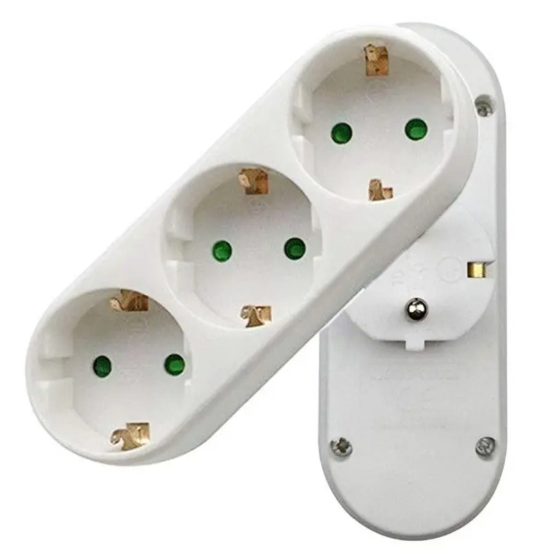 3-Hole-250v-Power-Outlet-Sockets-Triple-Plug-Protective-Contact-1-to-3 ...