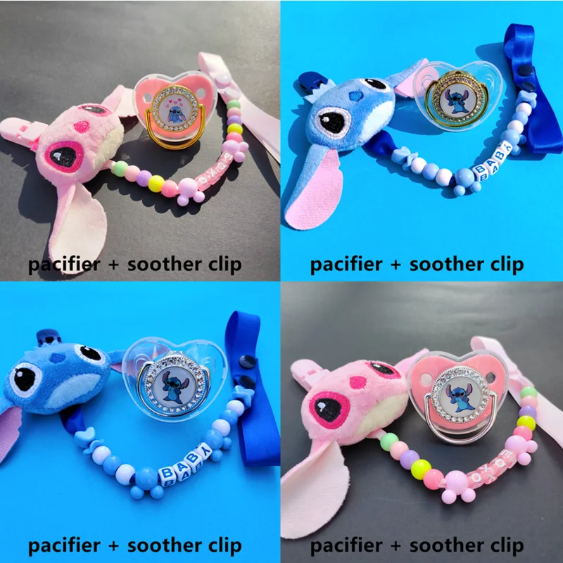 [2Pcs] Disney Plush Pink Stitch Doll Kawaii Toy New Soothe Pacifiers ...