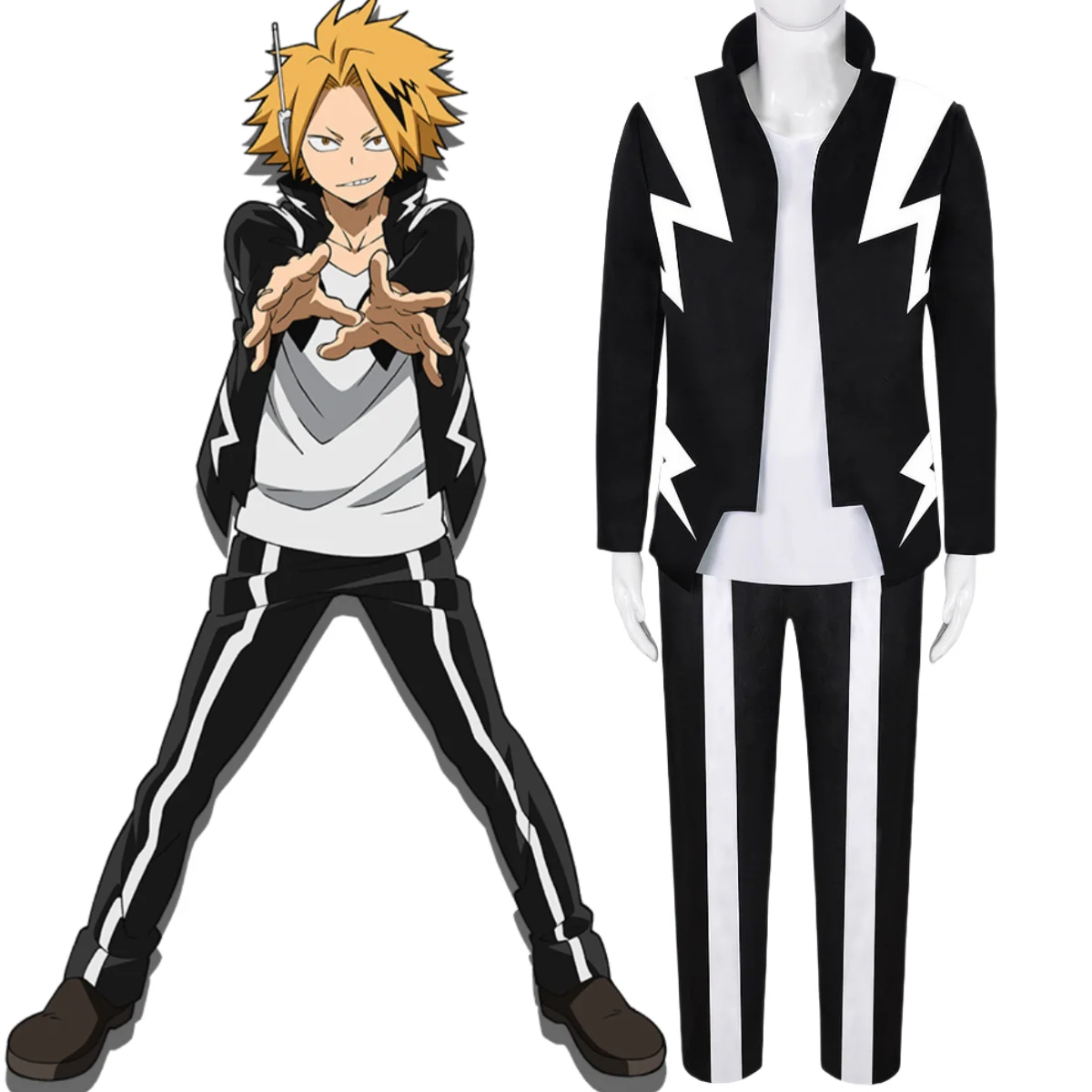 Anime My Hero Academia Kaminari Denki Cosplay Costumes Mens Combat Set ...
