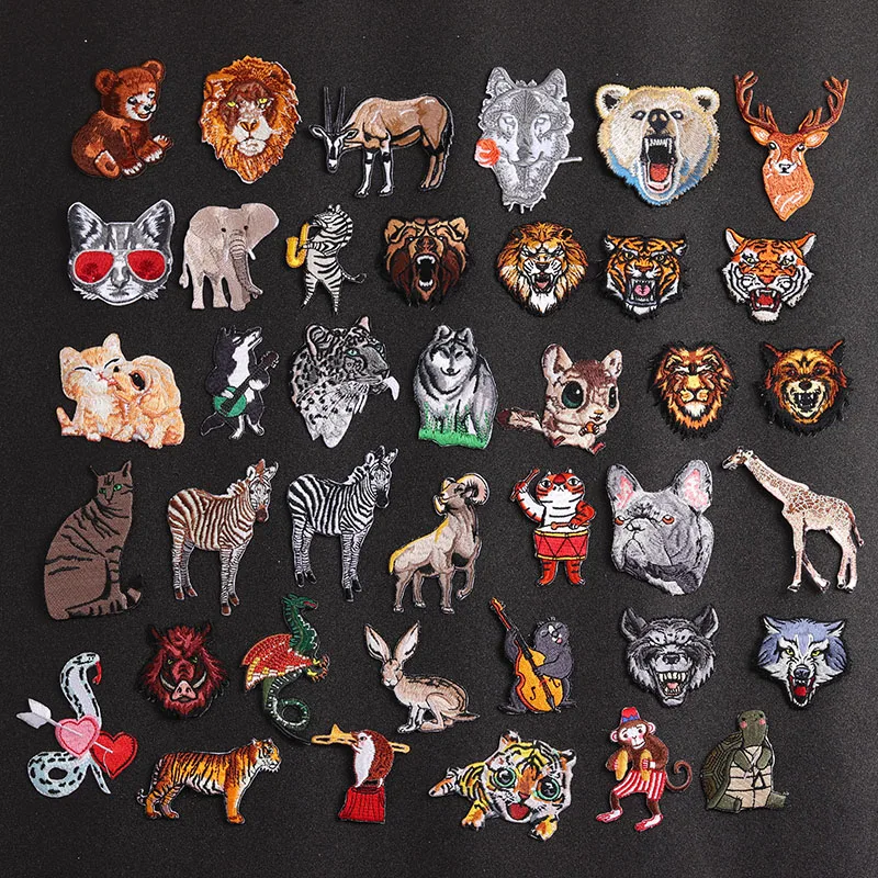 Cartoon-animals-Zebra-lion-tiger-wolf-Embroidered-Clothing-Patches-DIY ...