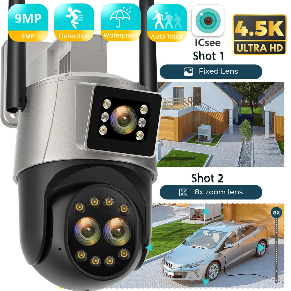 9MP-WiFi-Camera-Outdoor-Three-Lens-Dual-Screen-8X-Zoom-Security-Camera ...