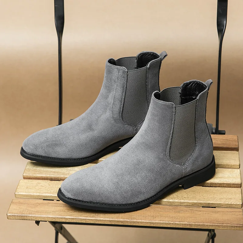 Botas-Chelsea-cl-sicas-para-hombre-zapatos-de-vestir-de-cuero-de-gamuza ...