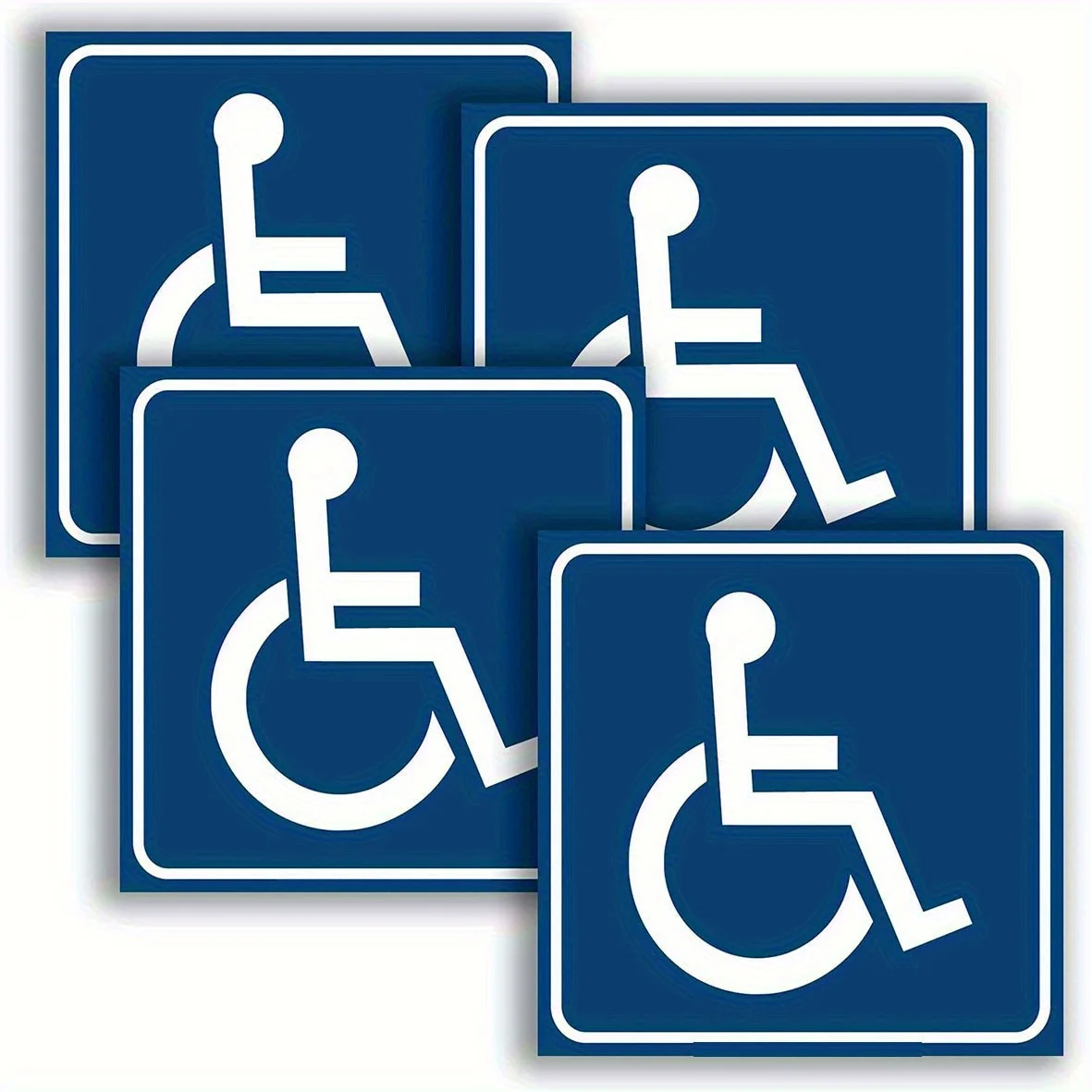 4PCS/SET Eye-Catching Handicap Sign Stickers - Blue & White Symbol ...
