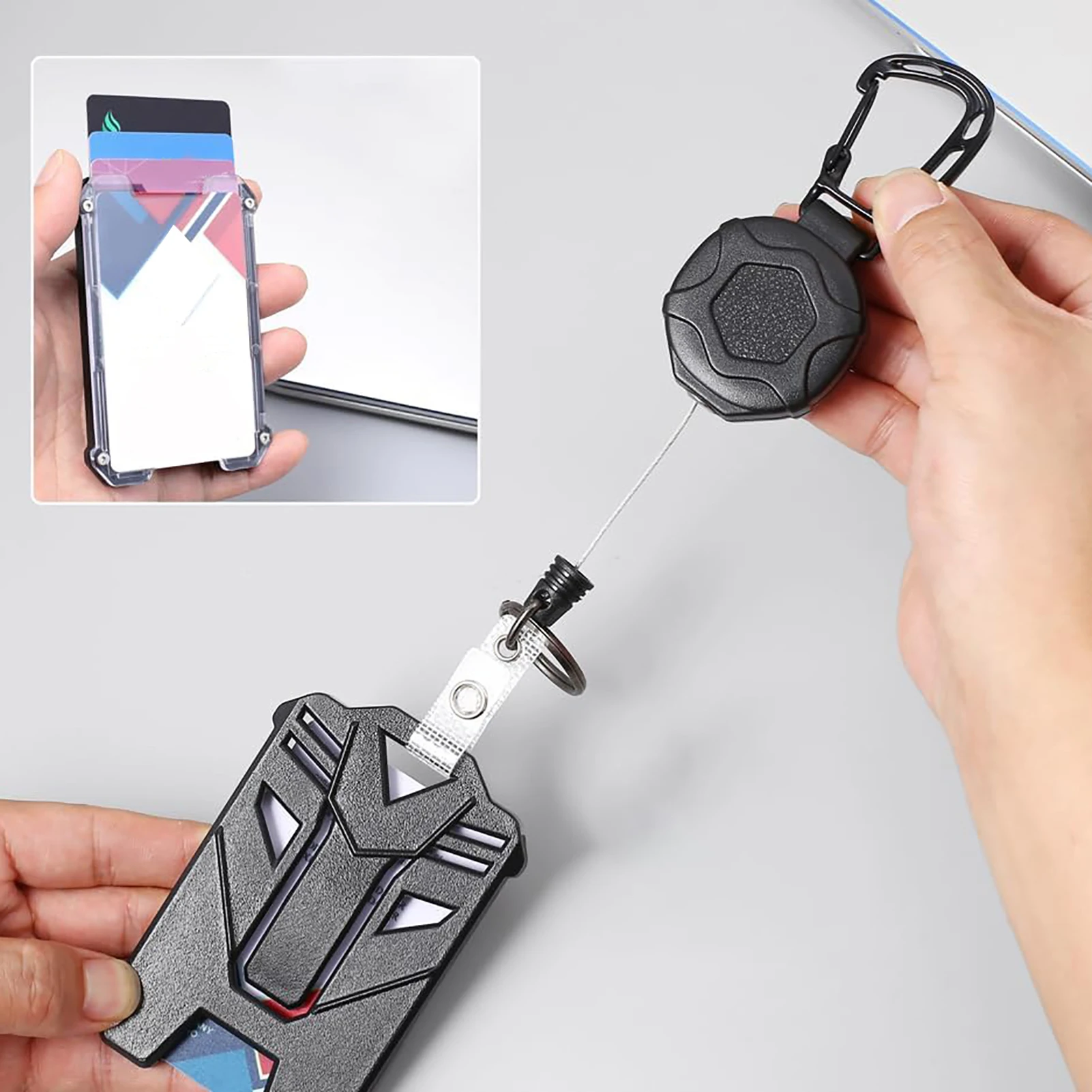 ID-Badge-Holder-Card-Holder-Easy-pull-Retractable-Anti-lost-Stainless ...