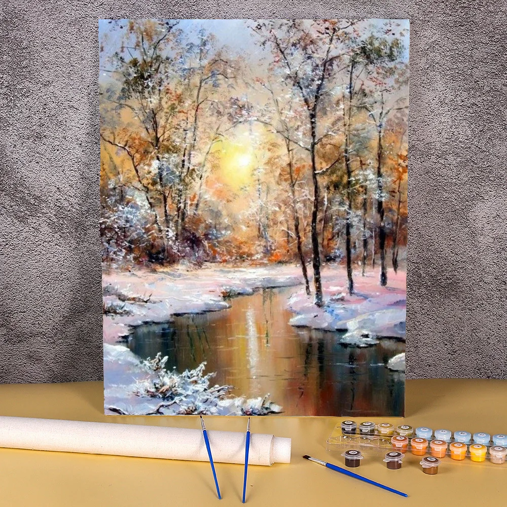 Acrylic-Painting-By-Numbers-Diy-Gifts-Snow-River-Canvas-Painting-For ...