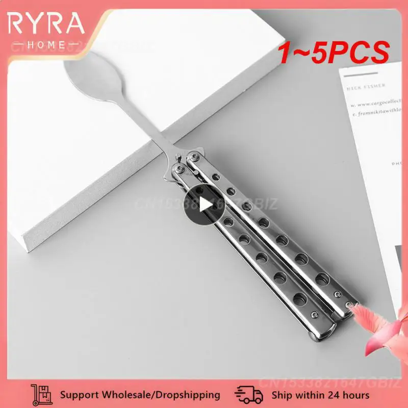 1-5PCS-Butterfly-Knife-Folding-Spoon-Fork-Balisong-Training-Spoon-Fork ...