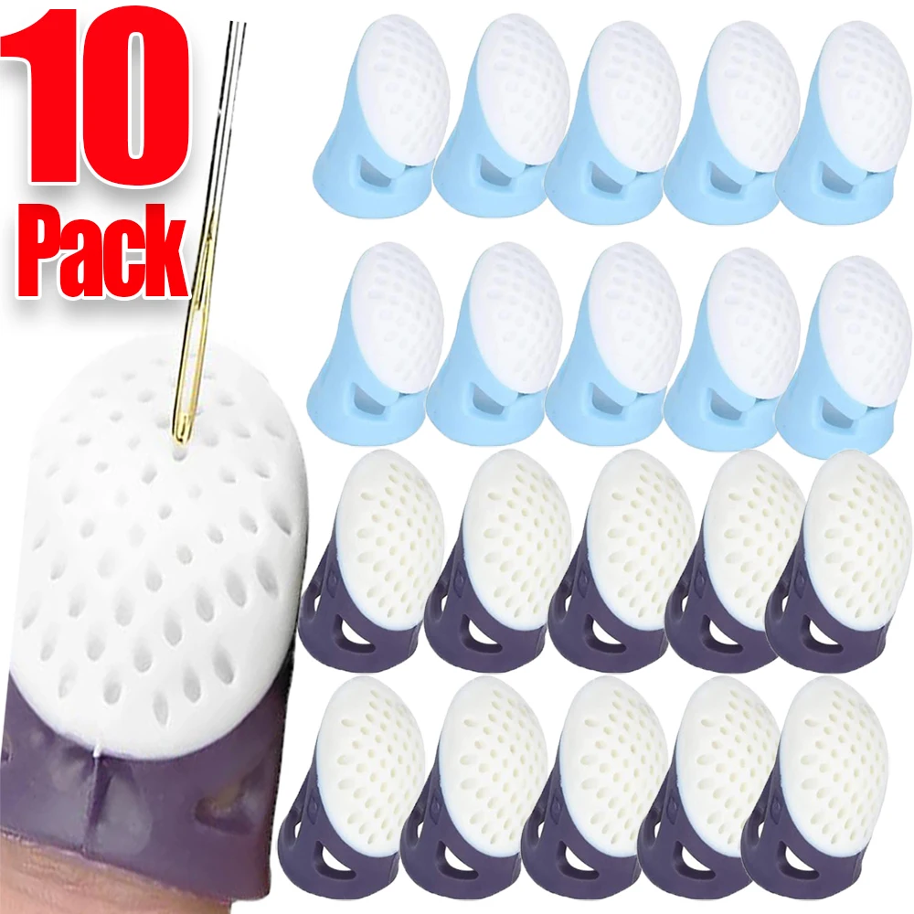 10-1PCS-Thimbles-Anti-slip-Finger-Cover-Silicone-Sewing-Finger-Tips ...