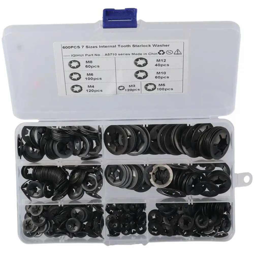 600Pcs-7-Size-Tooth-Lock-Washers-M3-M4-M5-M6-M8-M10-M12-Oxide-Finish ...