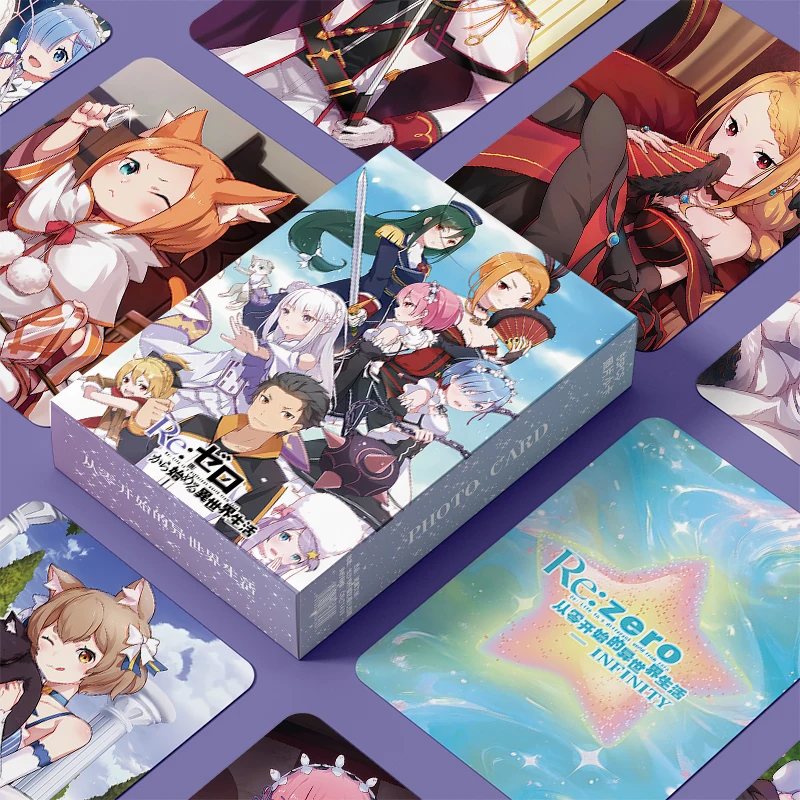 55pcs/Box Japan Donghua Anime Re Zero Mini Card Laser Lomo Card Fans ...
