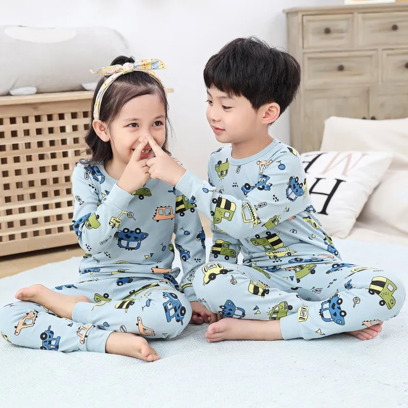 Children Pajamas set Boys Cartoon dinosaur Pyjamas girls cotton cute ...