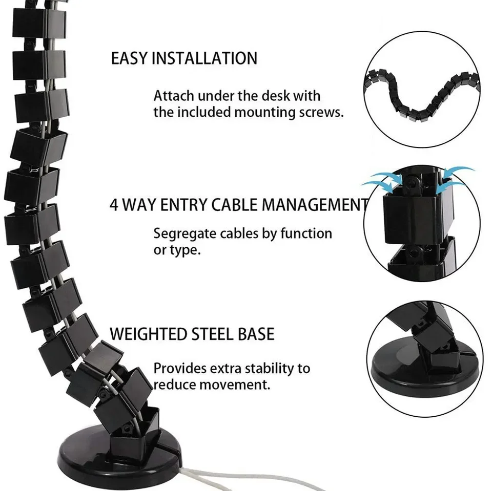 Under-Desk-Cable-Tray-Wire-Management-Workstation-Snake-Organizer-Spine ...