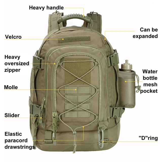 60L Männer Military Tactical Rucksack Molle Armee Wandern Klettern ...