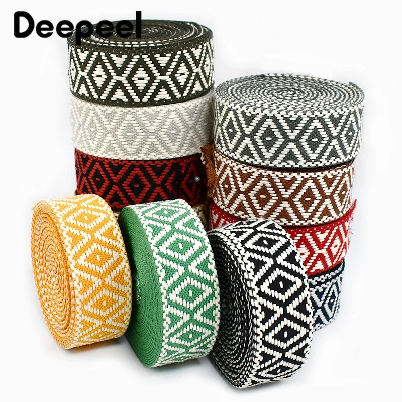 5-10Meters-38mm-Jacquard-Cotton-Webbing-Ribbon-1-5mm-Thick-Ethnic-Tapes ...