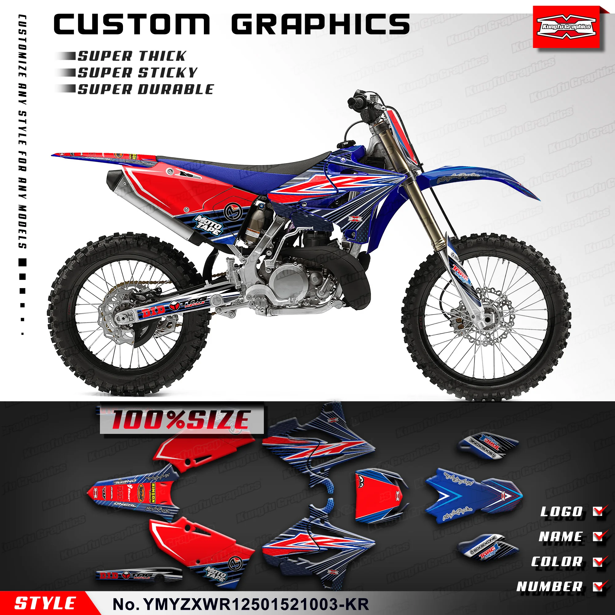 KUNGFU-GRAPHICS-MX-Sticker-Decals-Kit-for-Yamaha-YZ125-YZ250-YZ125X ...