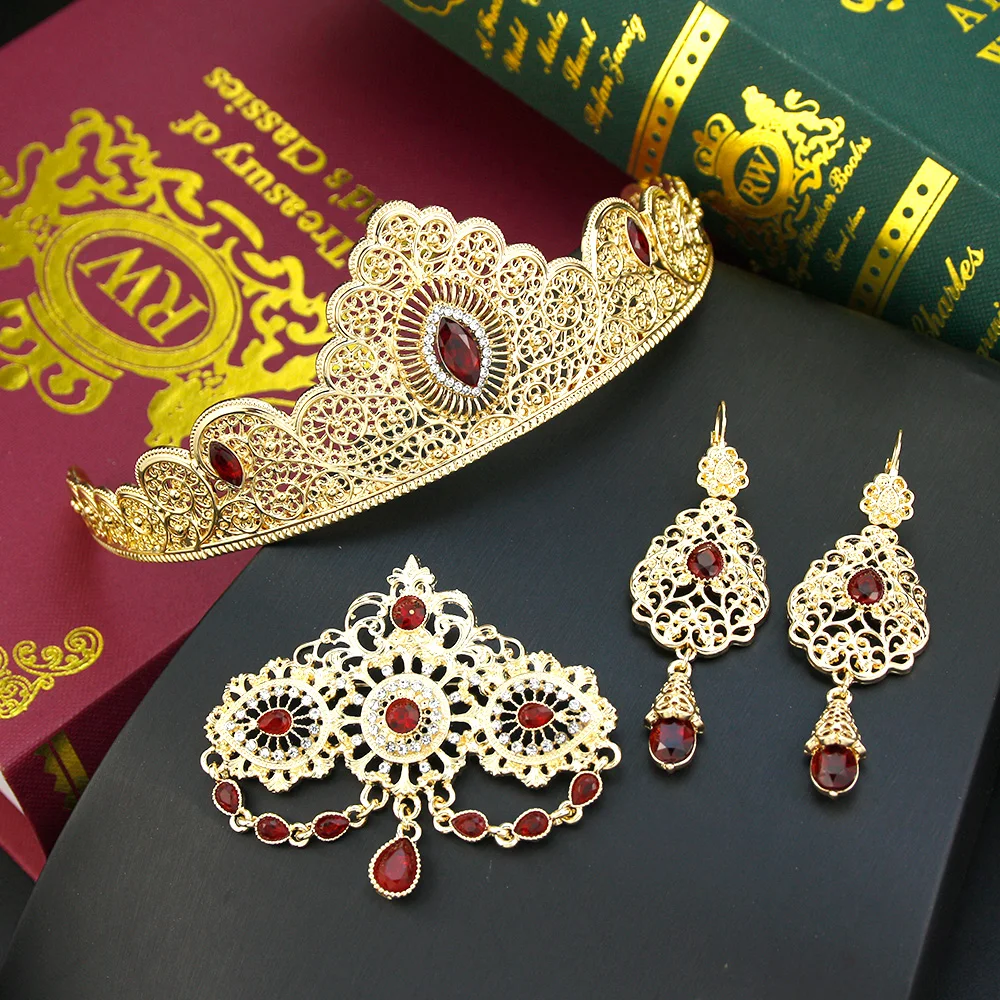 Sunspicems Chic Morocco Crown Set For Women Gold Color Cystal Hair ...