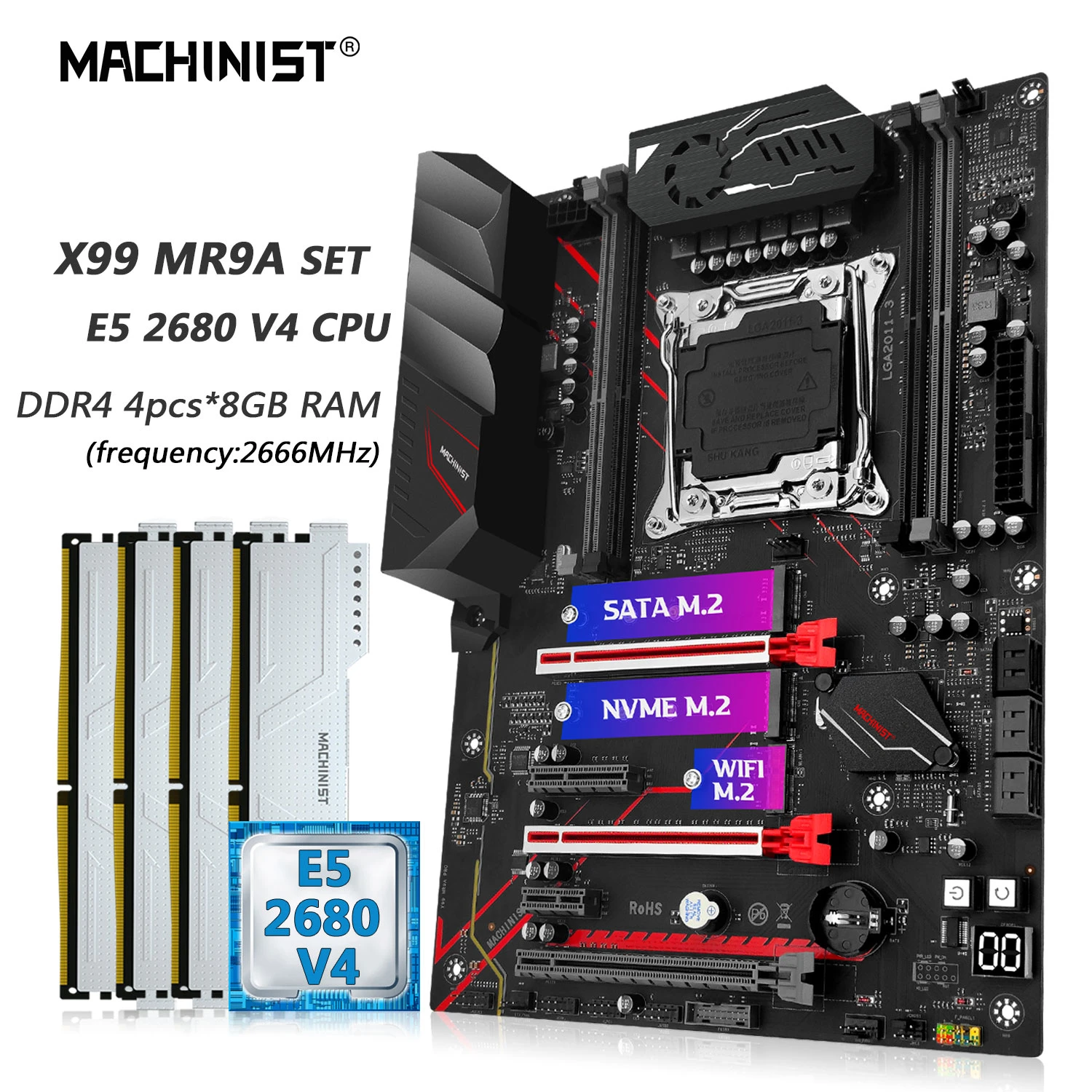 Jginyue X99 Motherboard Combo With Xeon E5 2680 V4 Cpu Lag 2011-3 Ddr4 ...