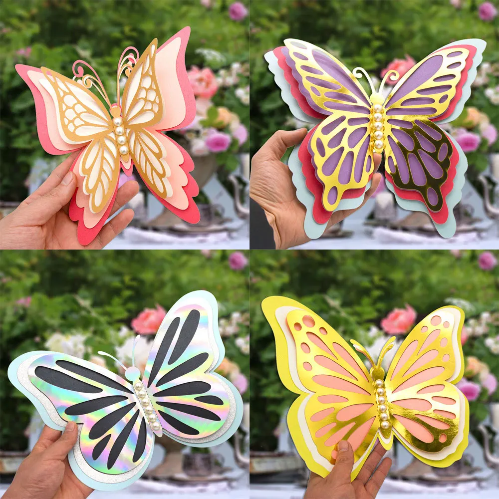 3D Four Layer Hollow Butterfly Wall Sticker Wedding Decoration Festival Home Decor Wallpaper Pearl Paper Butterflies Stickers AliExpress 15