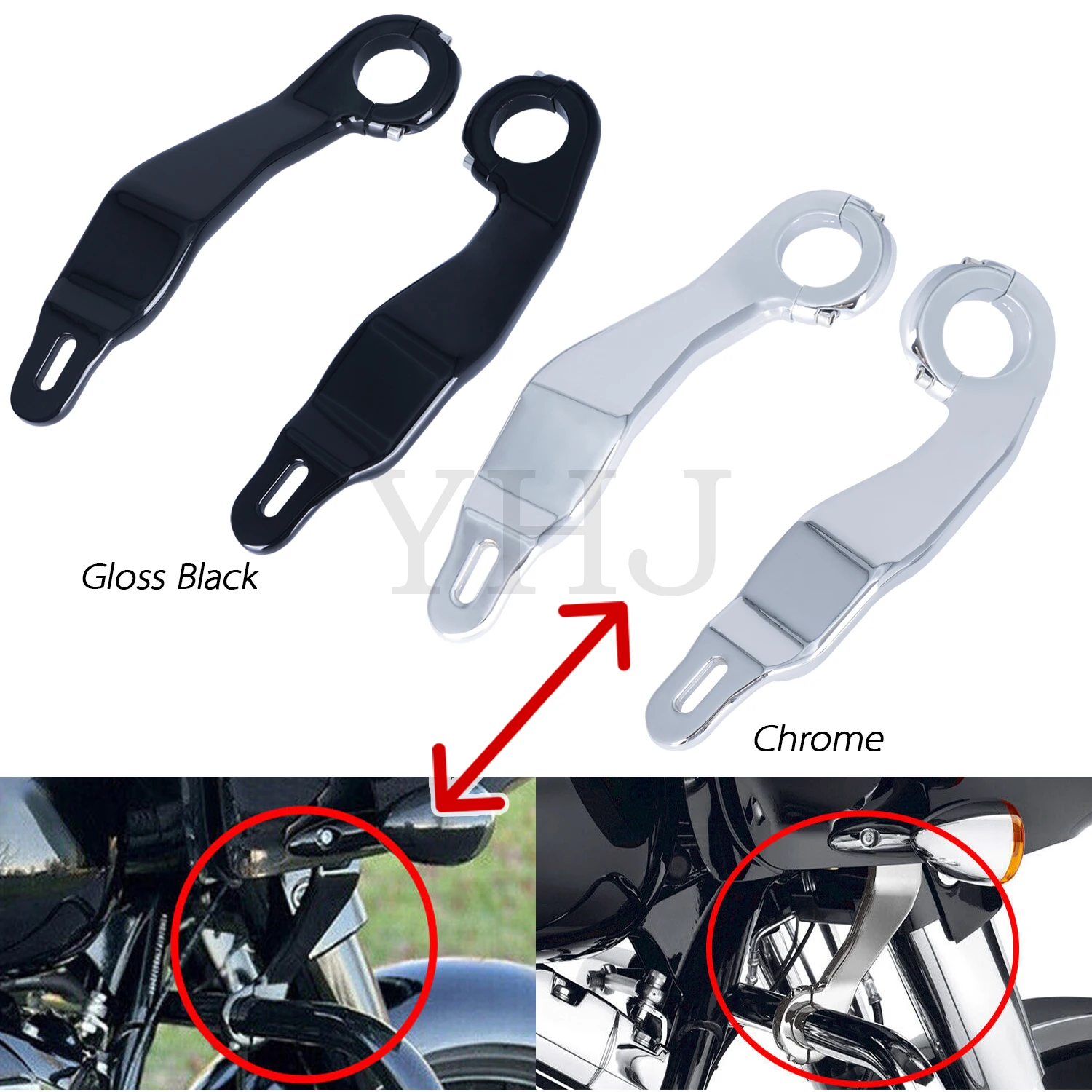 Motorcycle-Fairing-Support-Bracket-Mount-Kit-Gloss-Black-Chrome-For ...