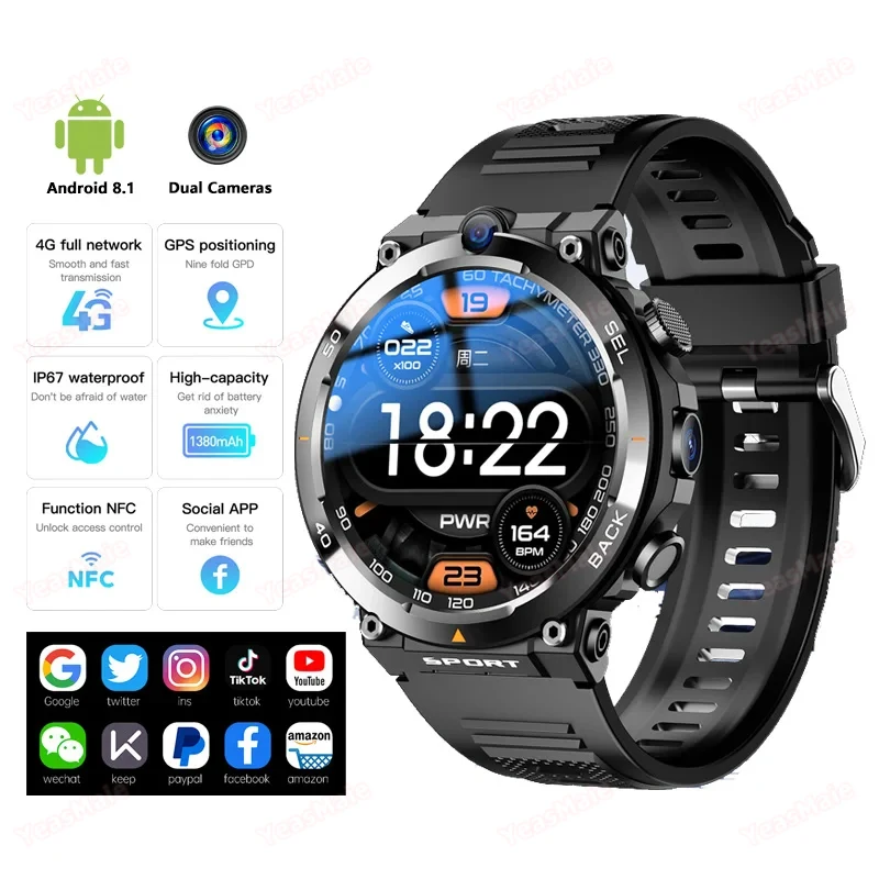 Reloj-inteligente-Android-para-hombre-dispositivo-con-NFC-red-4G-c-mara ...