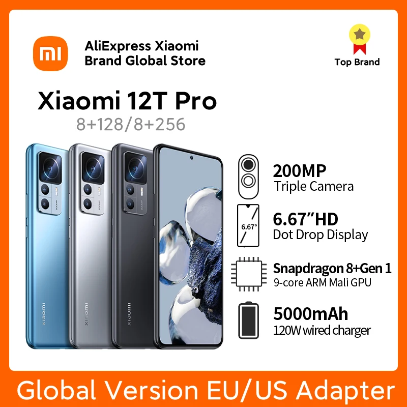 Global Version Xiaomi 12T Pro 8/12GB+256GB 200MP Imaging System ...