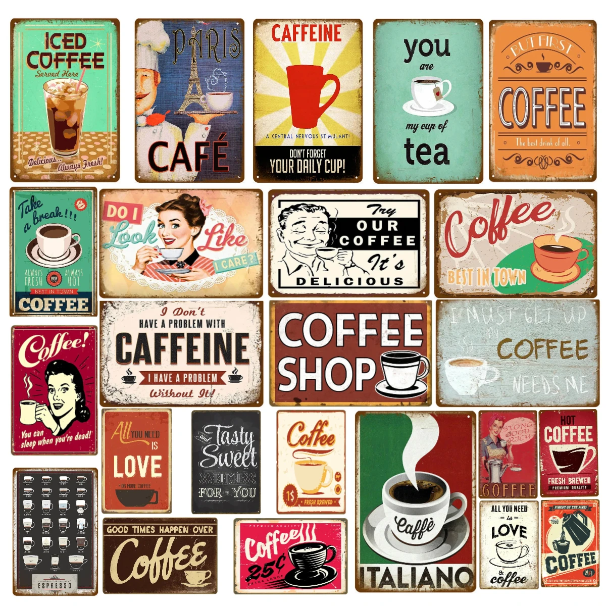 Paris-Cafe-Coffee-Shop-Tin-Sign-Italiano-Caffeine-Vintage-Metal-Plaque ...