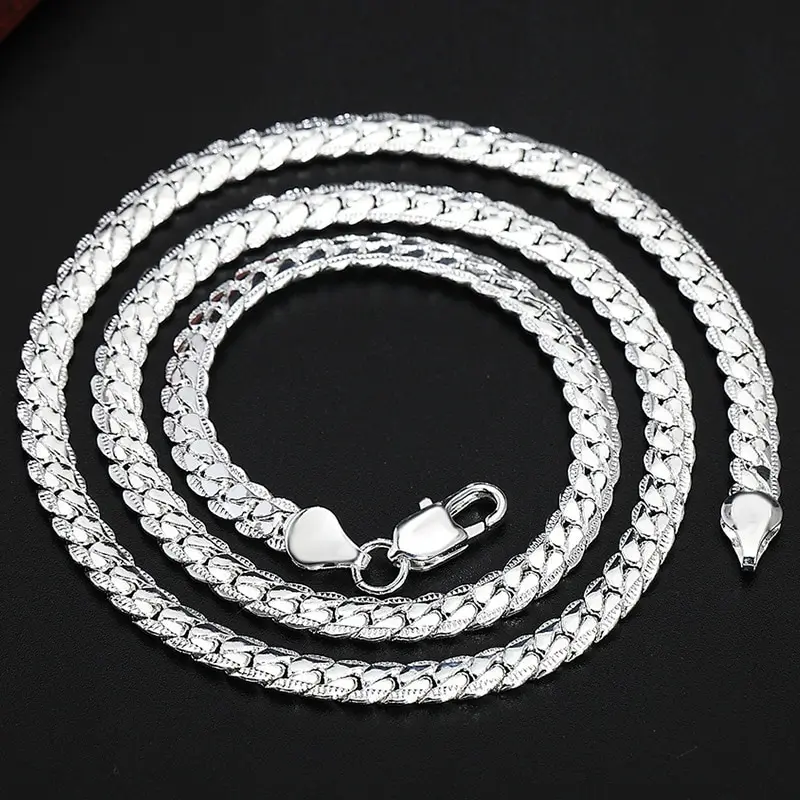 Collier-Plaqu-Argent-pour-Femme-Style-Hip-Hop-Simple-5mm-Book-ine-Face ...
