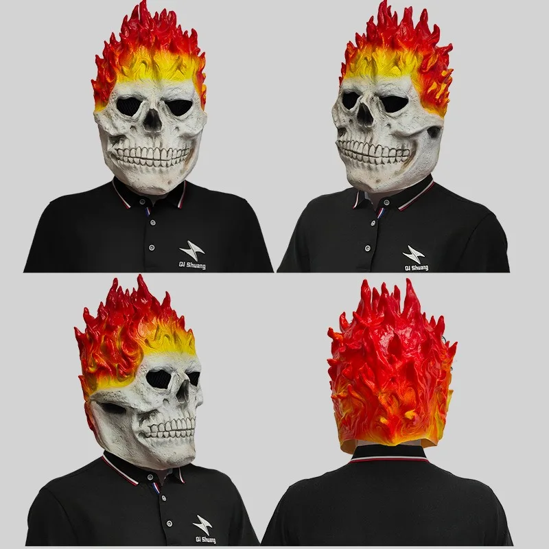 Halloween-Ghost-Rider-Mask-Skull-Face-Horror-Masks-Flame-Hair-Costume ...
