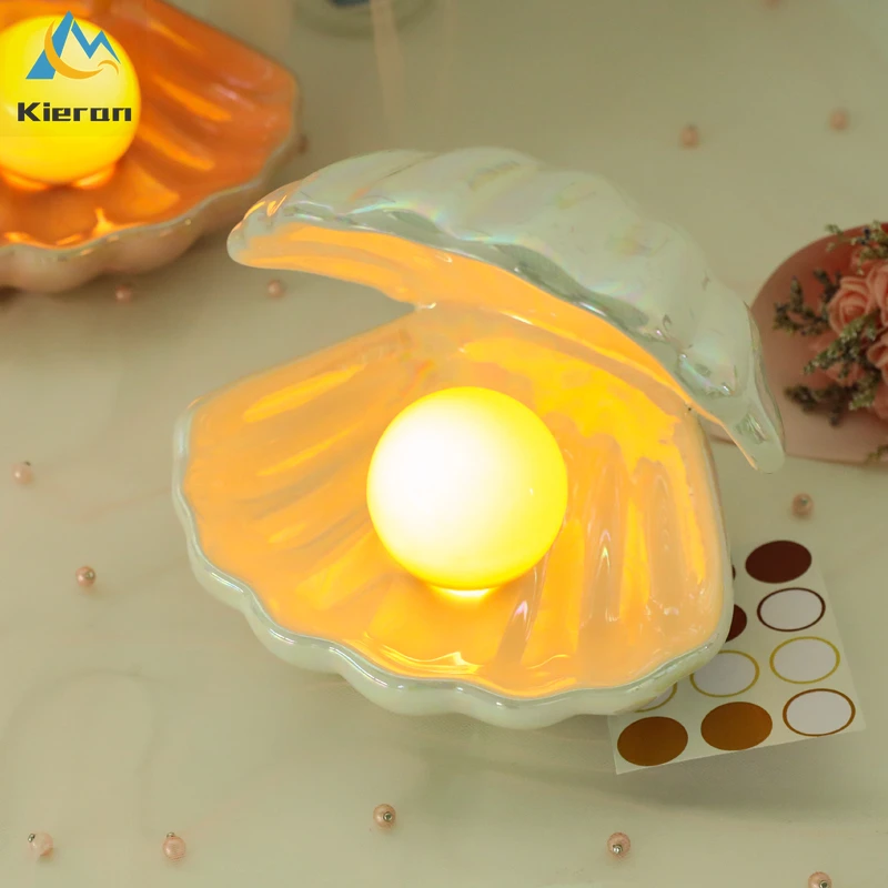 Shell Night Light Ceramic | Ceramic Pearl Shell Light | Shell Lamp ...