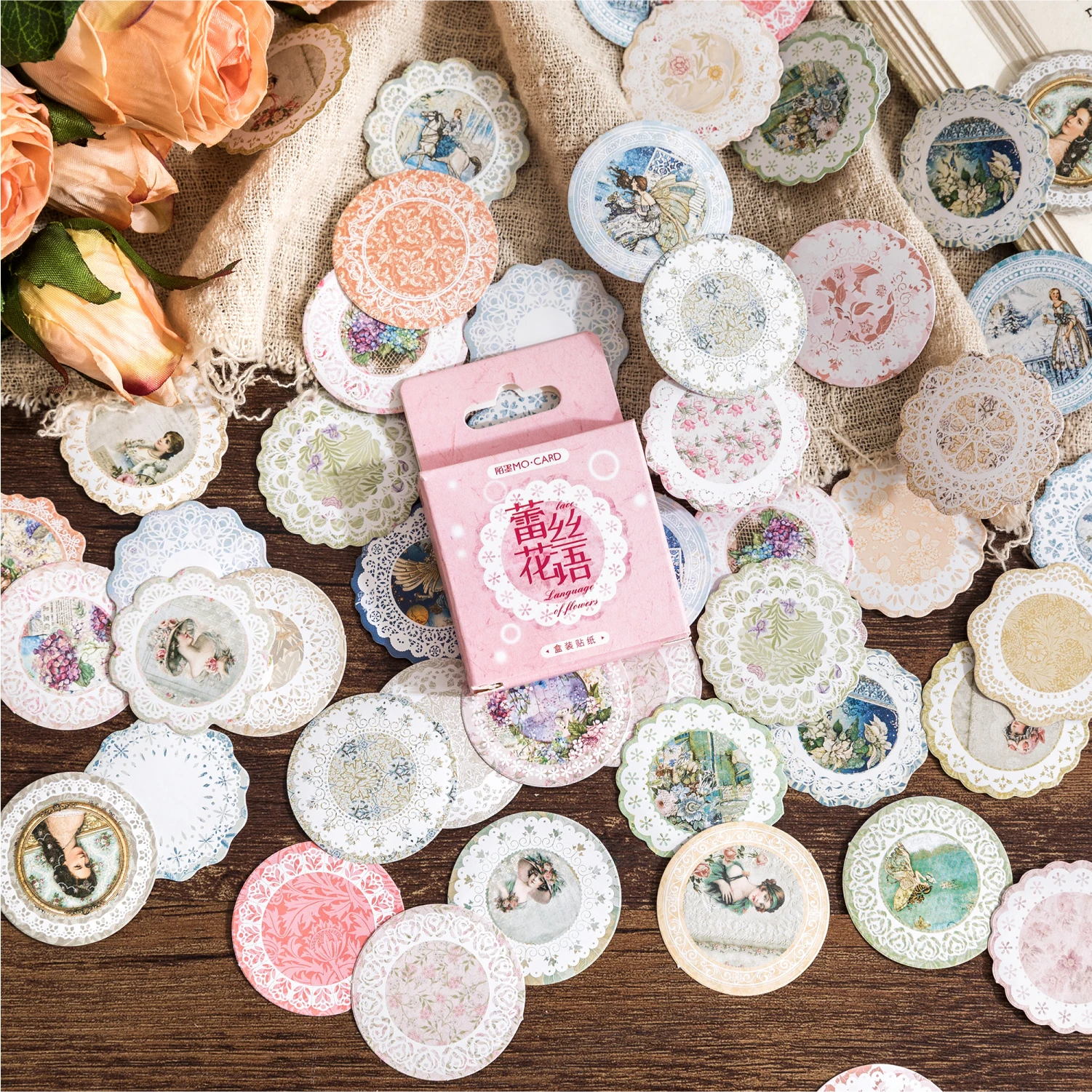 1-Lot-18-Packs-Retro-Lace-Language-Mini-Diary-Sticker-Material-Paper ...