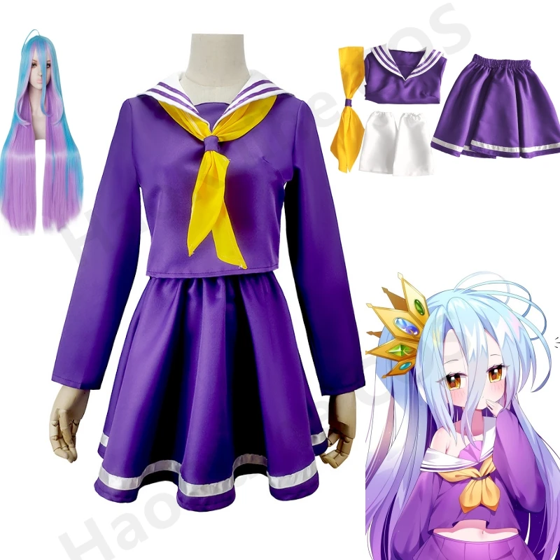 Anime Nenhum Jogo Sem Vida Cosplay Shiro Traje Halloween Roupas ...