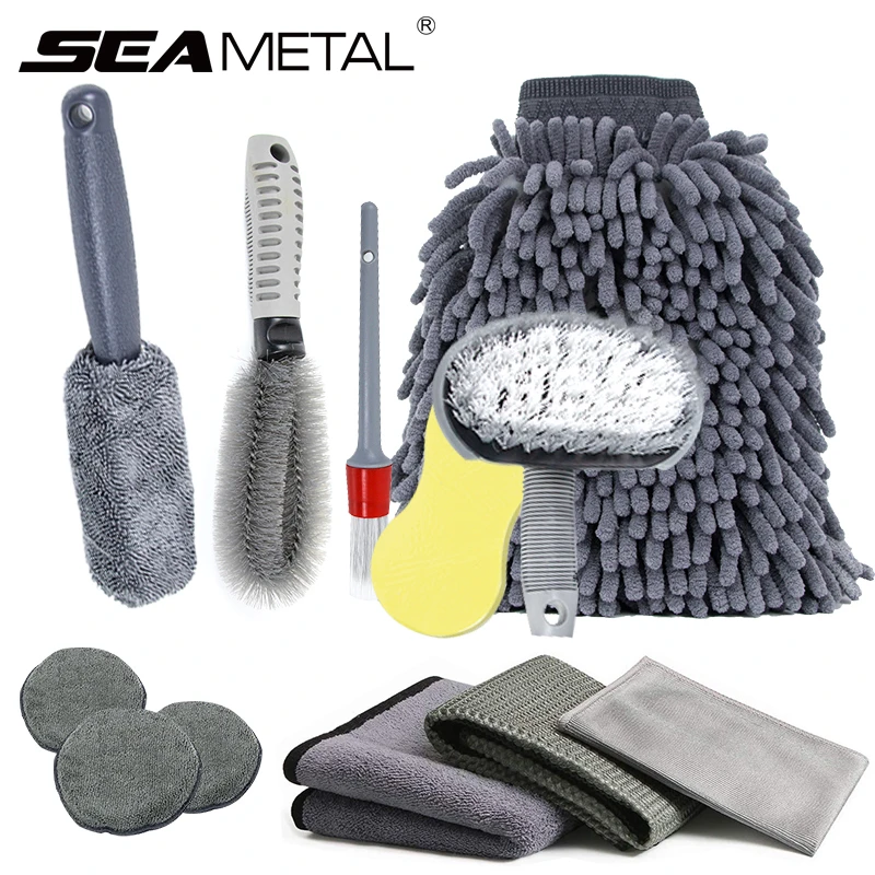 6/12pcs Car Cleaning Set Car Detailing Brush Towel Glove Auto Dashboard ...