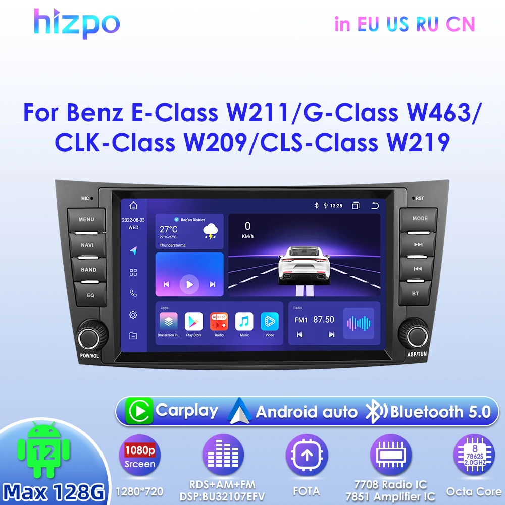 Hizpo Android CarPlay Radio Car Navigation For Mercedes-Benz E W211 G ...