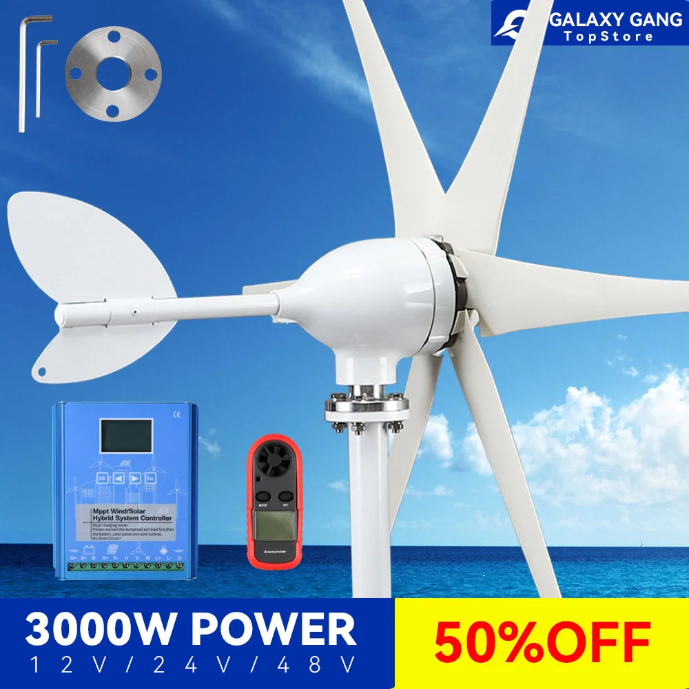 Wind Turbine generator Small domestic Kit 3KW Power 12v 24v 48v Off ...