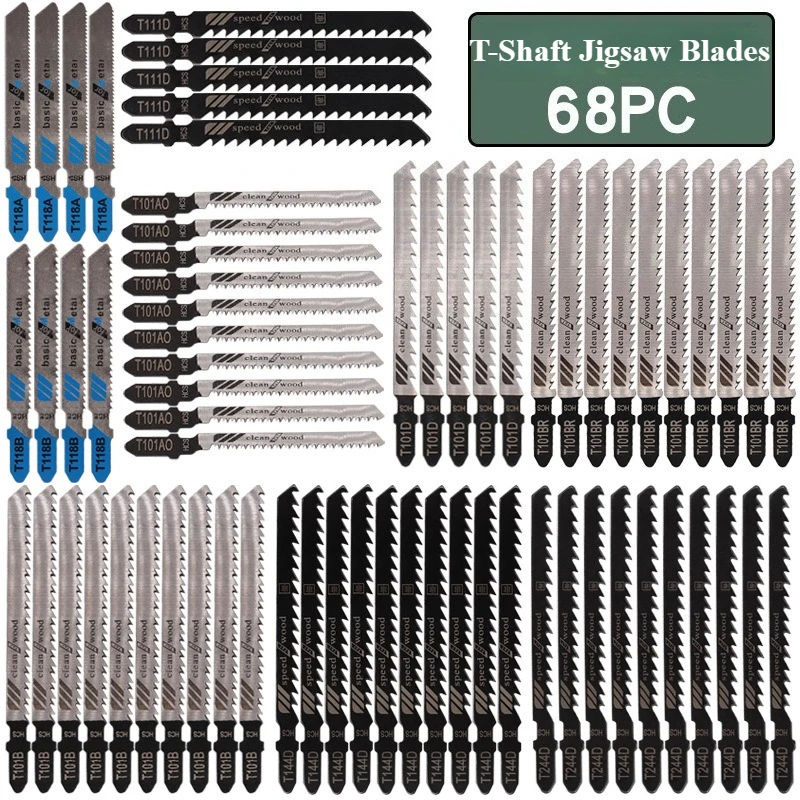 10~80Pcs Jig Saw Blade Set Carbon Steel Assorted Saw Blades with T ...