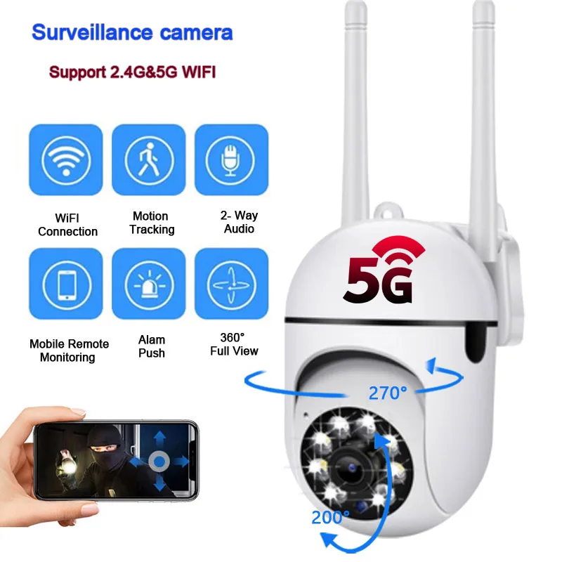 5G IP Camera Surveillance 2MP Video WiFi Wireless Security Cameras HD ...
