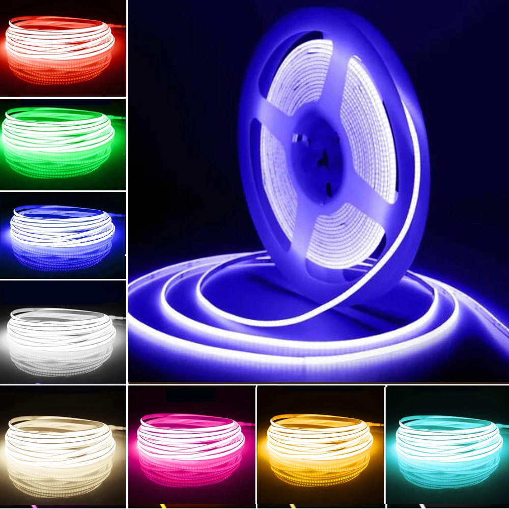 5mm Ultra Thin DC 12V Colorful COB LED Strip Lights for Home Decor Car ...