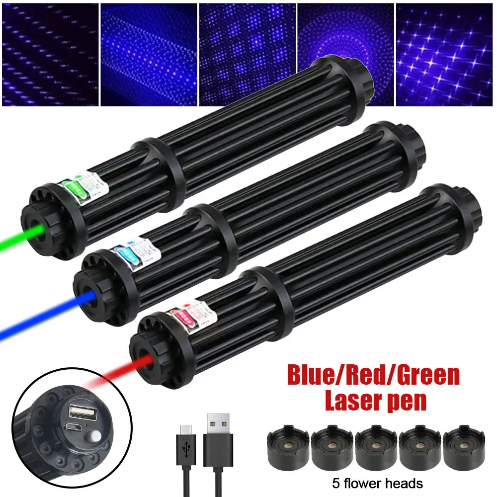 Hunting Green Red Blue Laser Pen Burning pointer High Power Laser Light ...