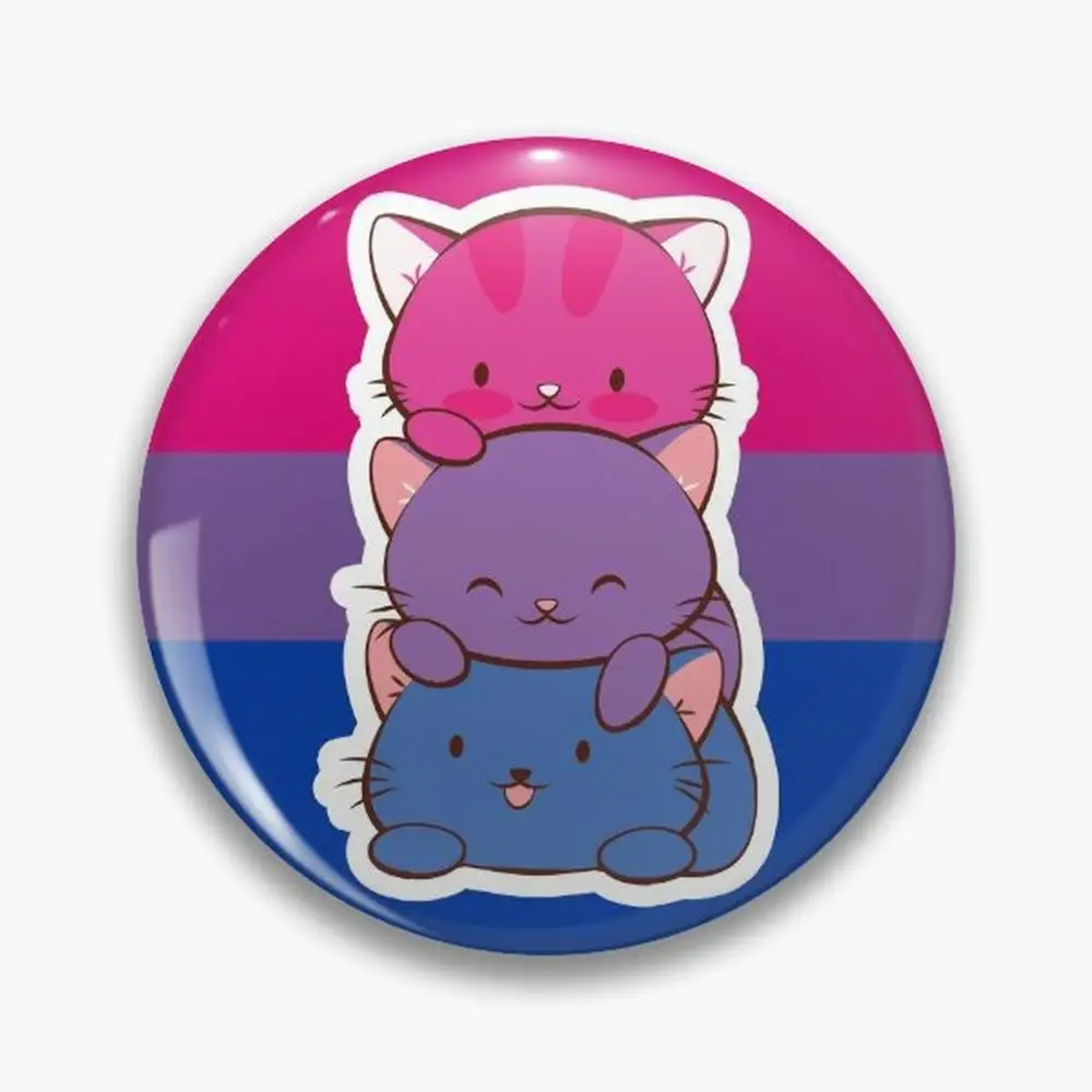 Bisexual Flag LGBT Bi Pride Cute Kawaii Cats Pin Buttons Brooches ...