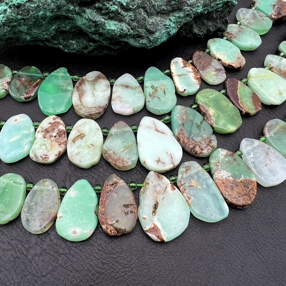 Graduated Natural Green Chrysoprase Australian Jades Slice Beads For ...